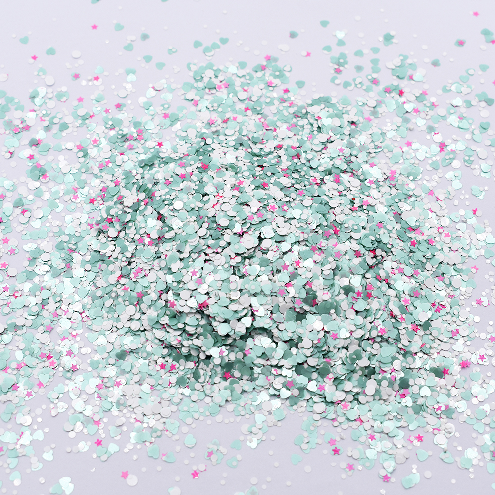 different shapes mixes glitter