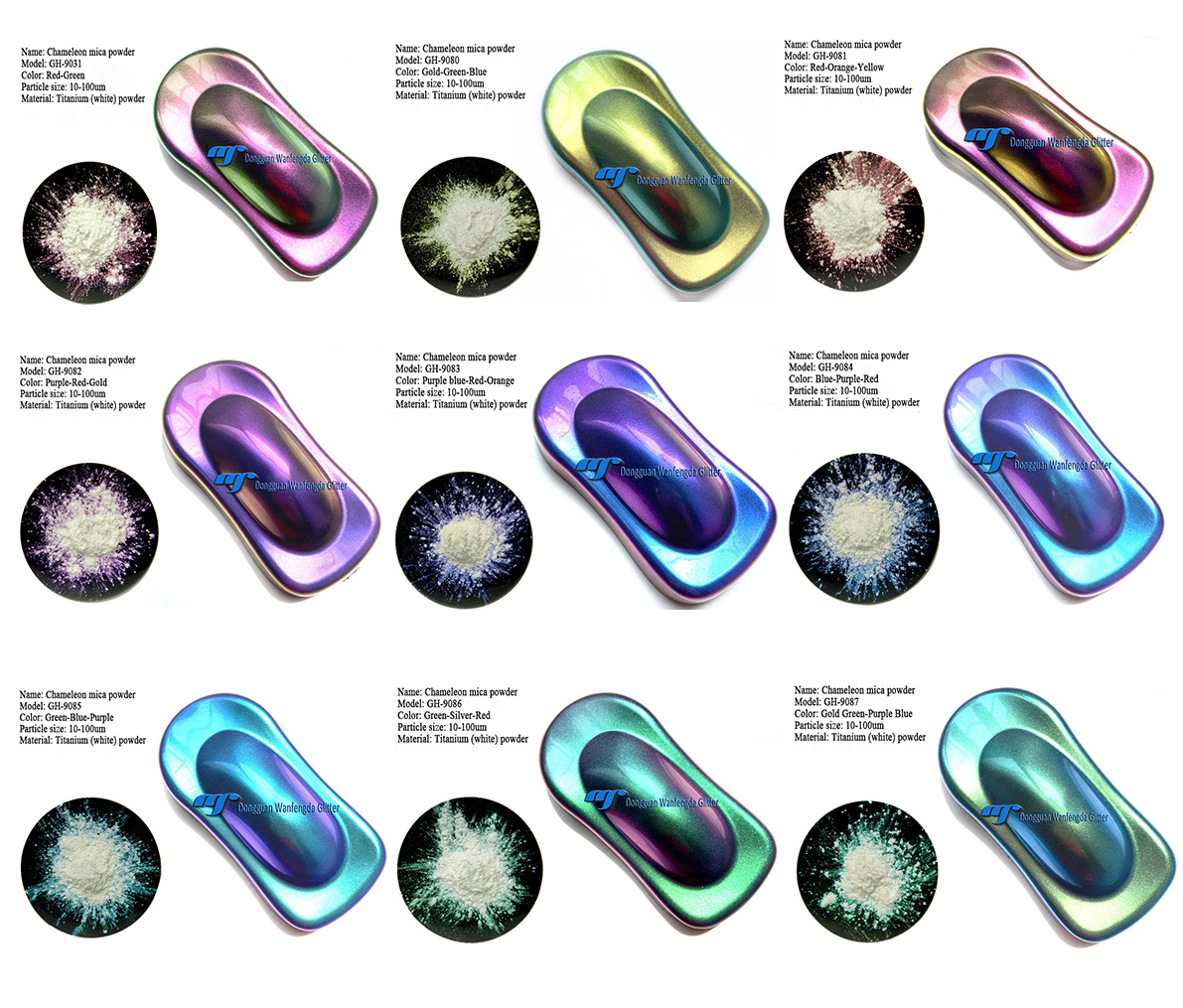 White Color shifting mica powders