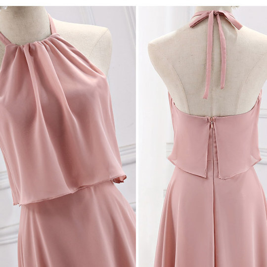 Elegant Blush Pink Mismatched Bridesmaids Dress