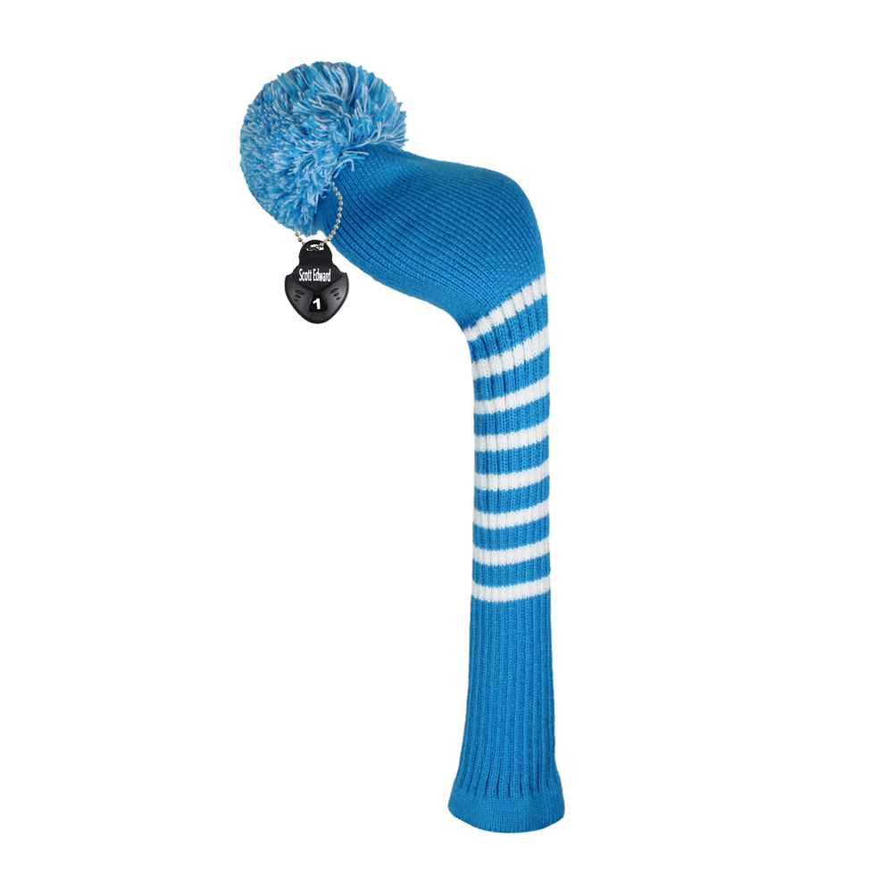 Scott Edward 1 Piece Customized Pom Pom Golf Head Covers Sky Blue