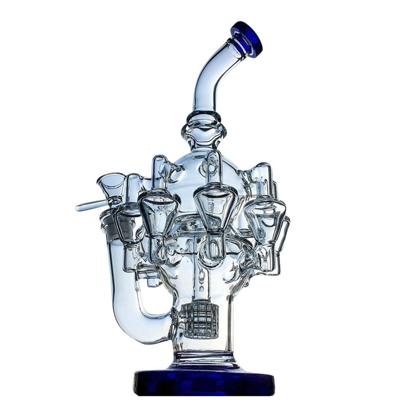 Cheap Clear Glass Recycler Bong Honeycomb-Inline Perc Dab Rig Sidecar Bubbler Waterpipe