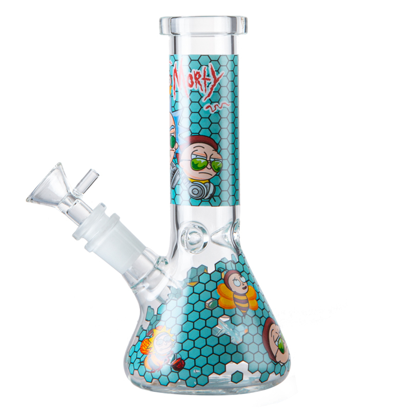 Cartoon Rick And Morty Mini Glass Beaker Bong Cheap Small Dab Rig Water ...