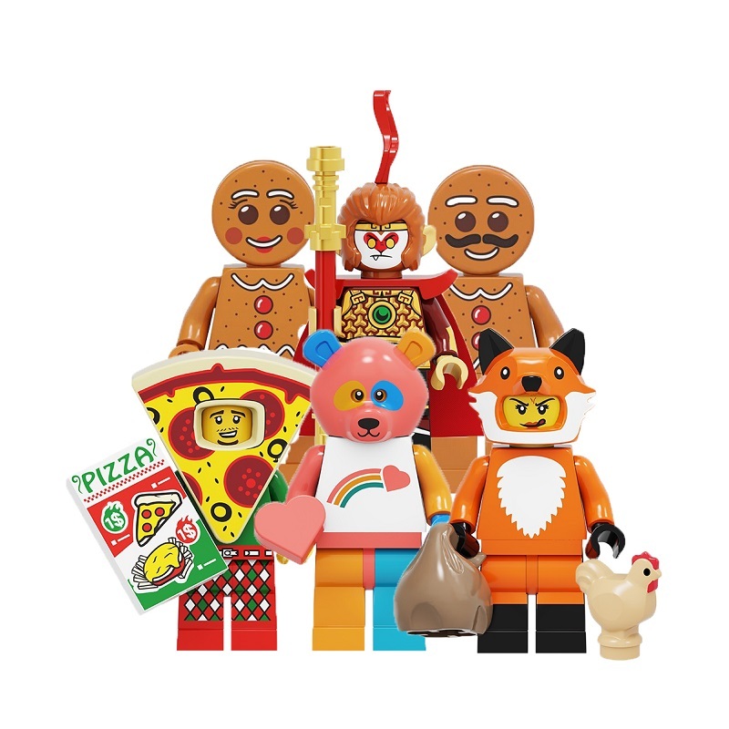 PG1400 Building Blocks Goofy Gingerbread Man Fox Girl Sun Wukong Pizza ...