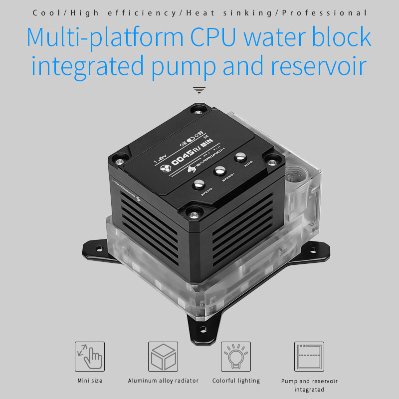 Barrowch CPU Block Pump Reservoir Three In One, 17W PWM Intelligent ...