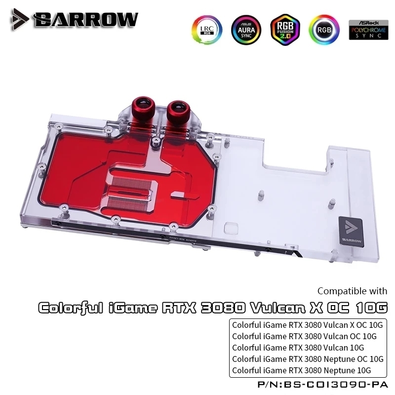 Barrow 3080 3090 GPU Water Block For Colorful iGame RTX 3080 3090 Vulan ...