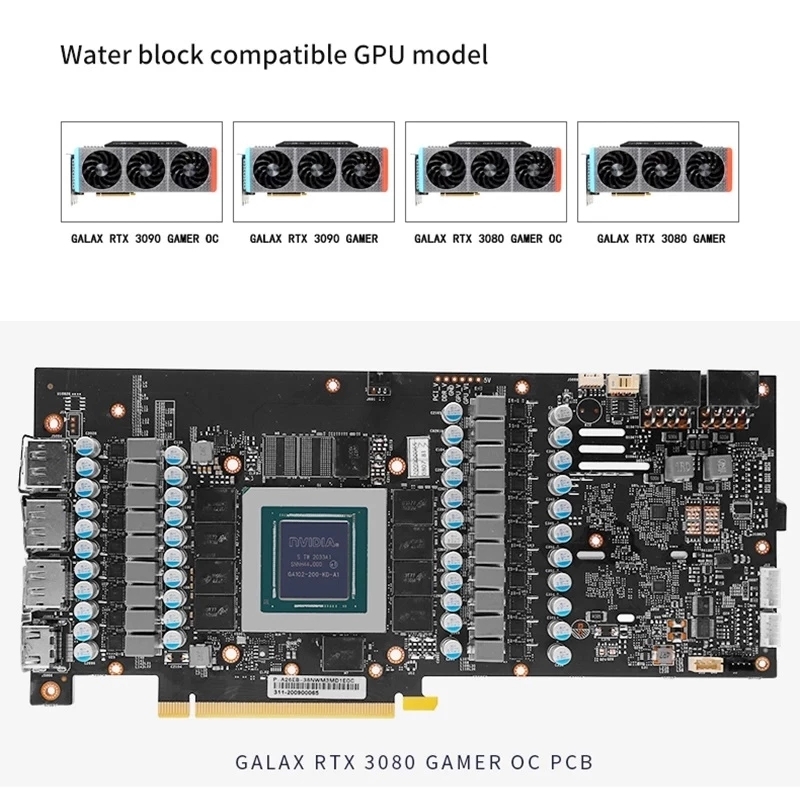 Barrow 3090 3080 GPU Water Block for GALAX RTX 3090 3080 GAMER OC, Full ...