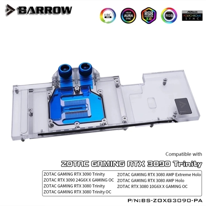 Barrow 3090 3080 GPU Water Block for ZOTAC RTX 3090 3080 X GAMING, Full ...