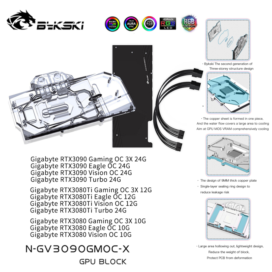 Barrow 3090 3080 GPU Water Block For GIGABYTE 3090/3080 GAMING EAGLE ...