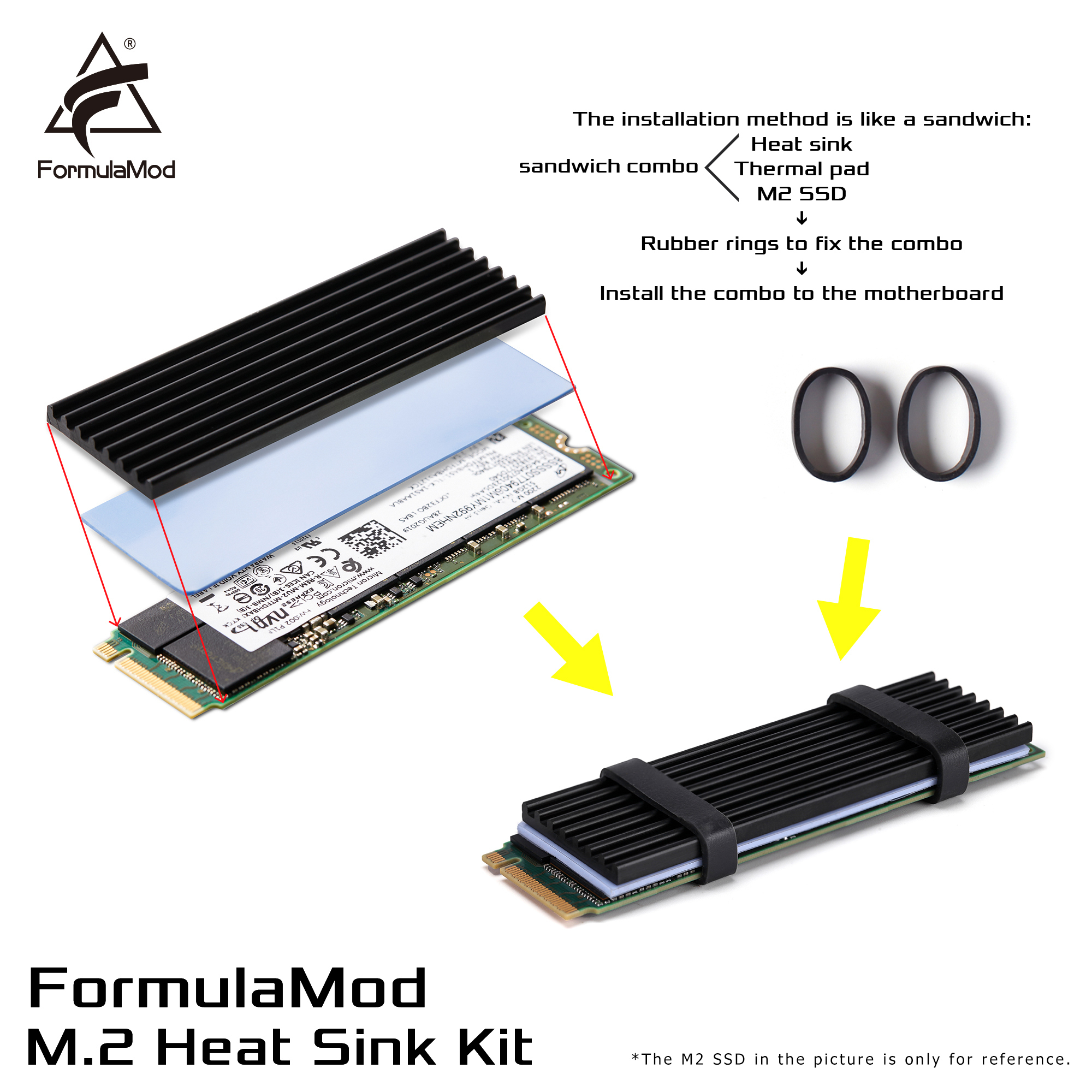 FormulaMod M.2 Heat Sink Kit, M.2 Aluminum Heat Sink Steel Cooling Fin ...