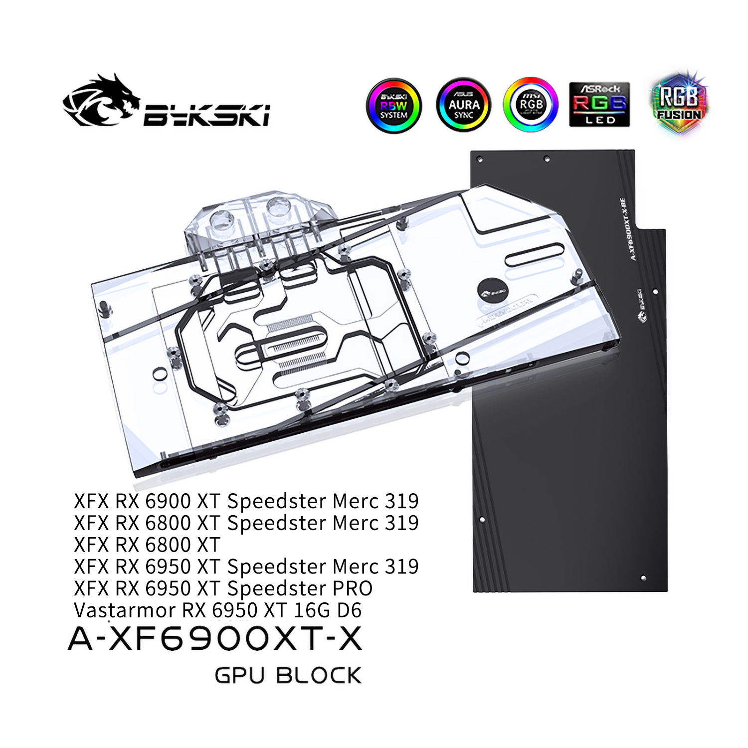 Bykski GPU Water Cooling Block For XFX RX 6950XT/6900XT/6800XT ...