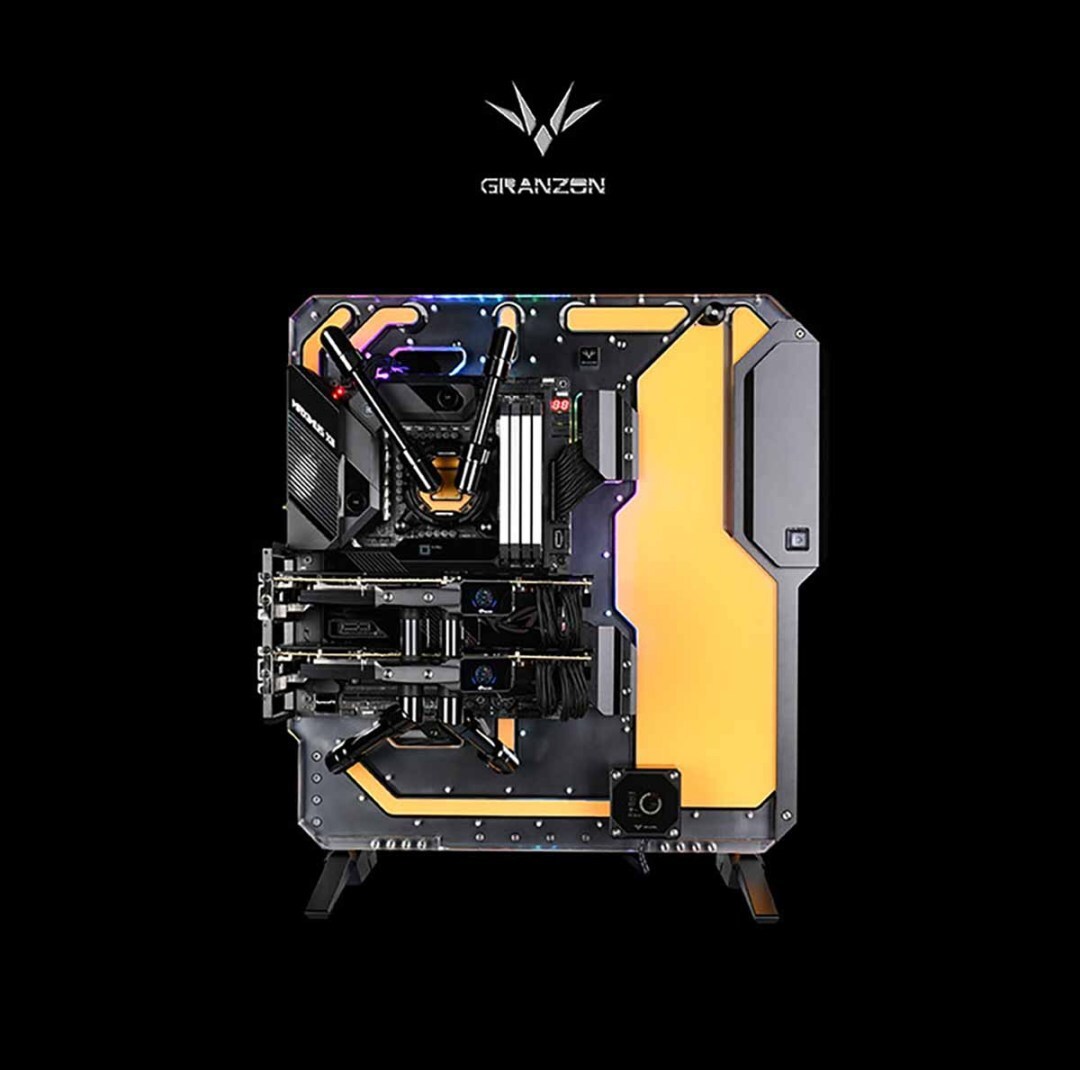 Granzon G20 Open Frame Water Cooling PC Case, Built-in Distro Plate, E ...