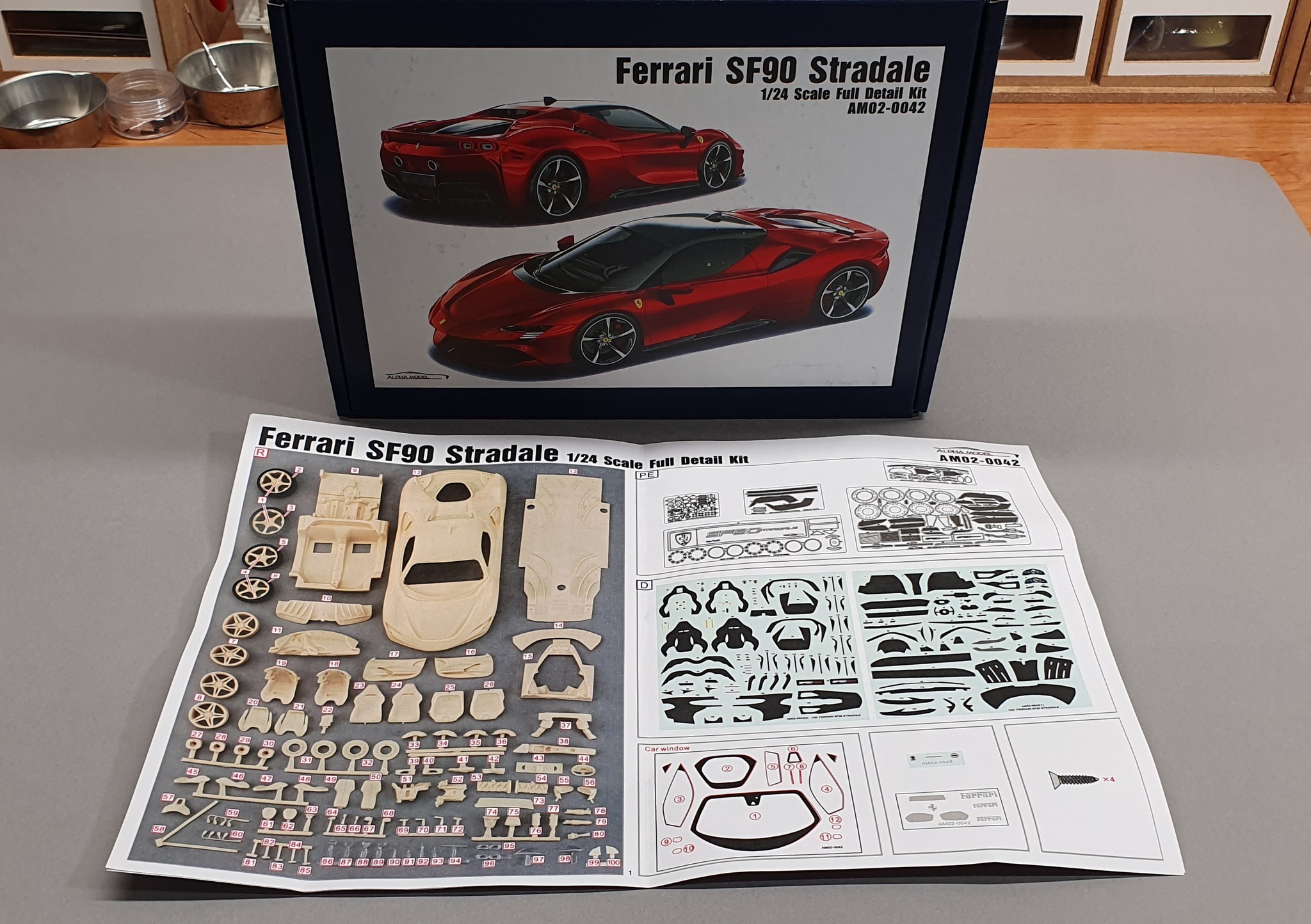 1/24 Scale Model Car Kit Ferrari SF90 Building by Alpha Model Model master.