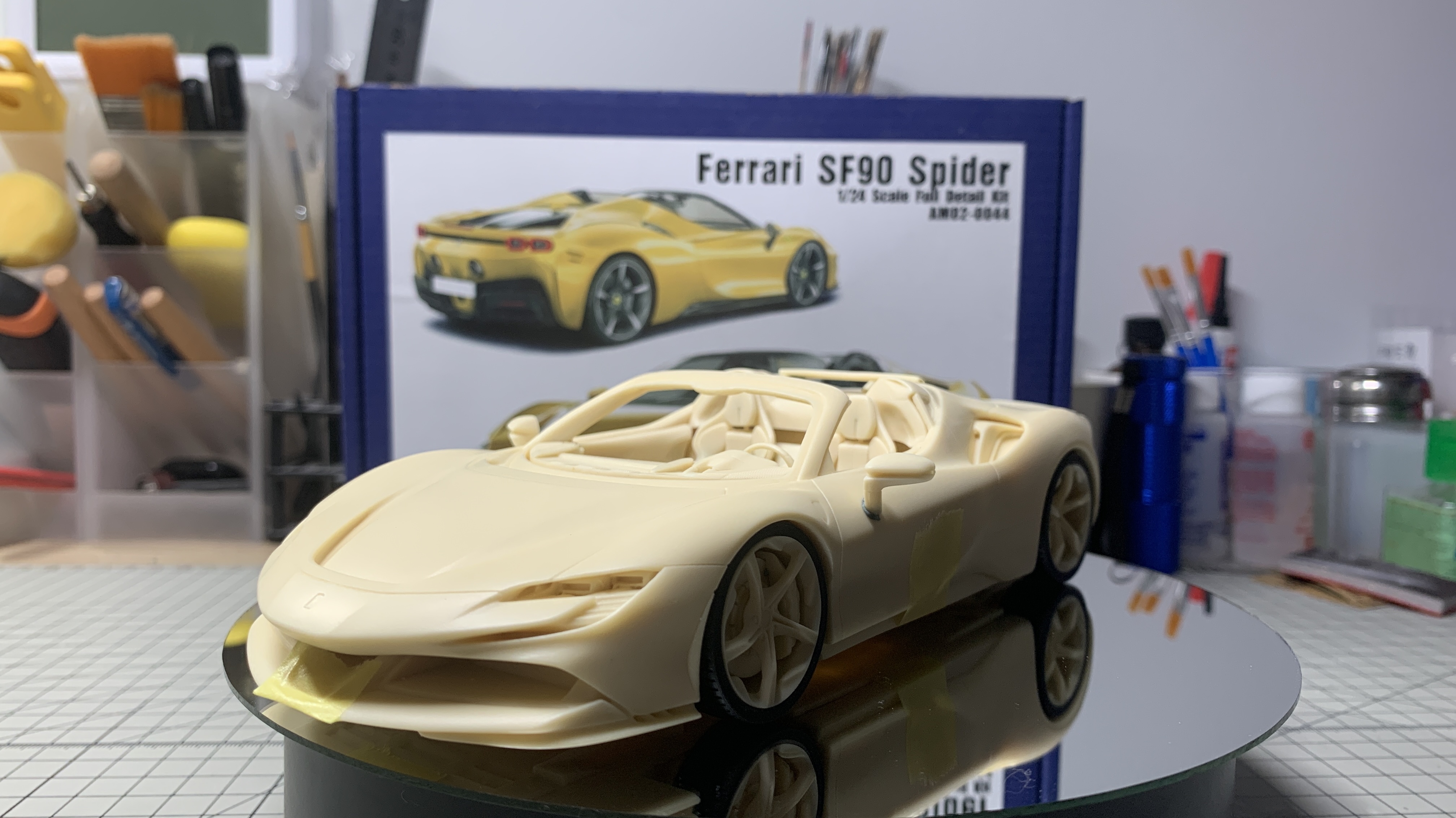 1/24 Scale Model Car Kit Ferrari SF90 Building by Alpha Model Model master.