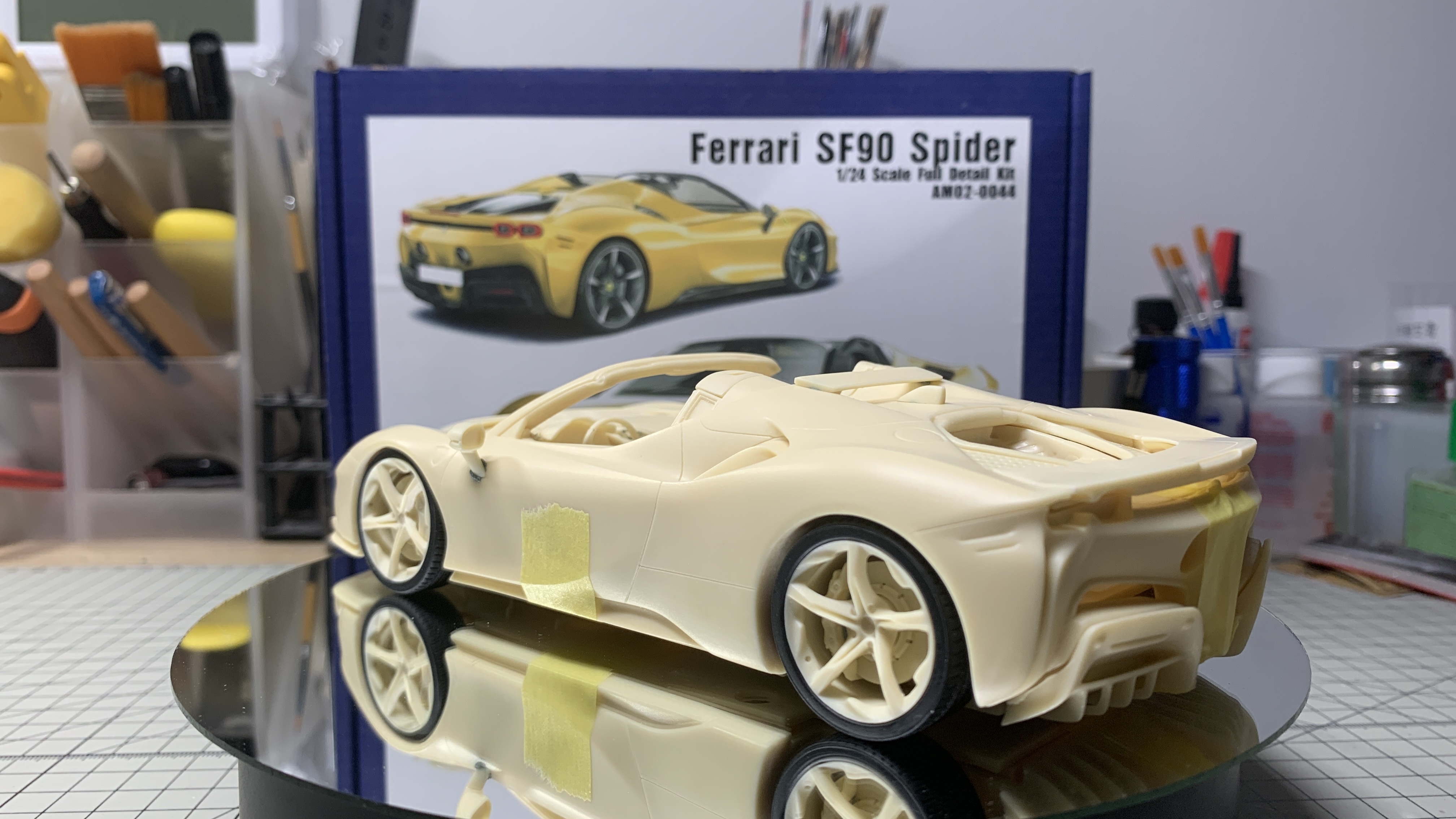 1/24 Scale Model Car Kit Ferrari SF90 Building by Alpha Model Model master.