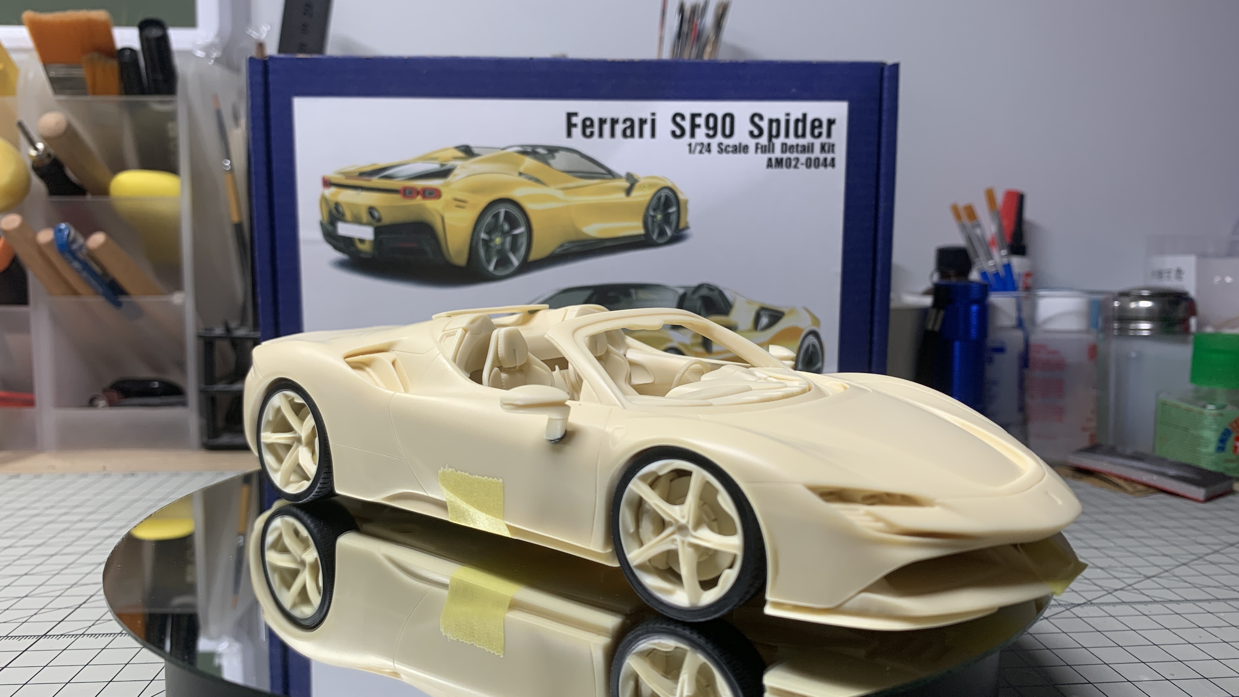 1/24 Scale Model Car Kit Ferrari SF90 Building by Alpha Model Model master.