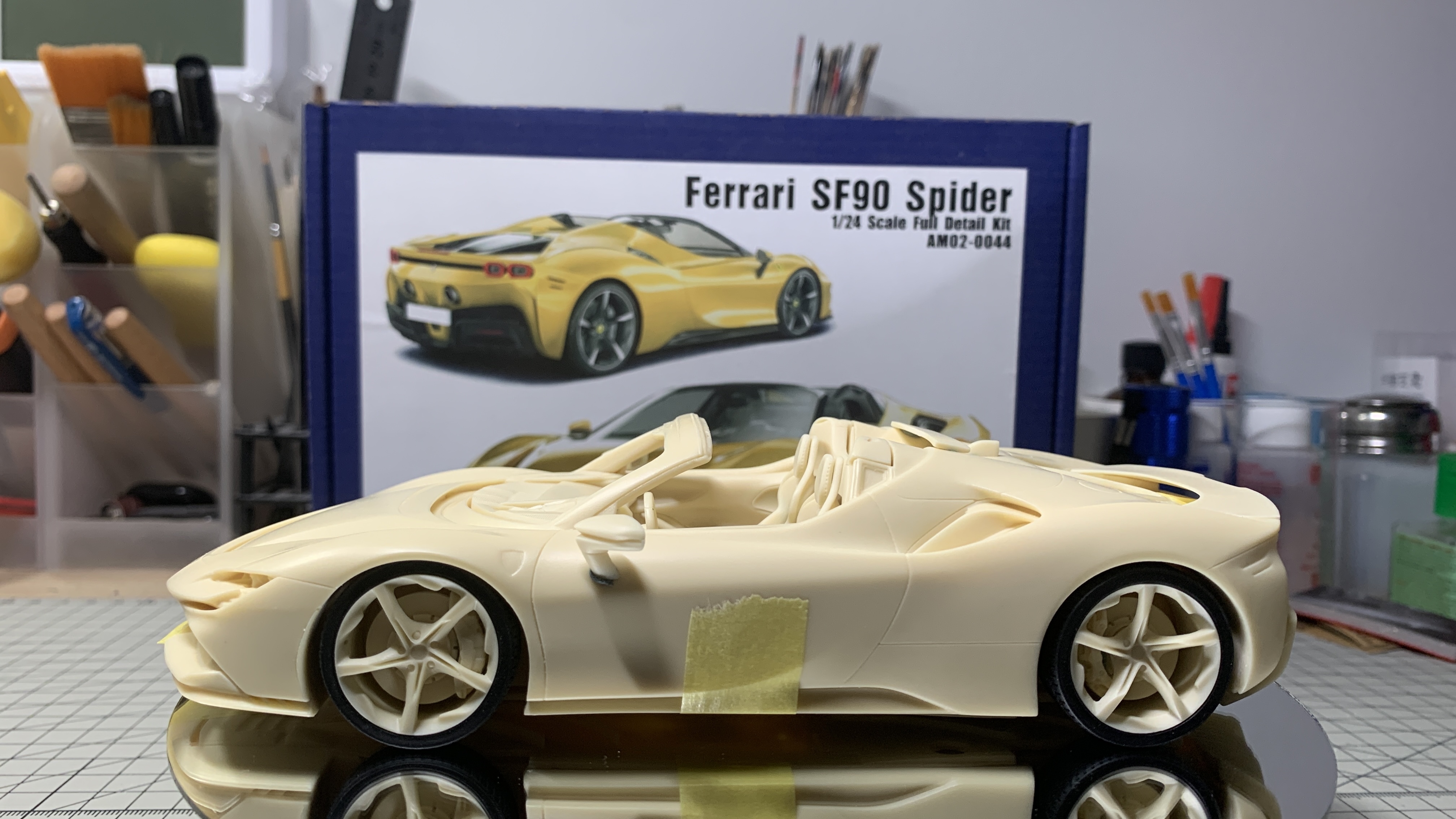 1/24 Scale Model Car Kit Ferrari SF90 Building by Alpha Model Model master.