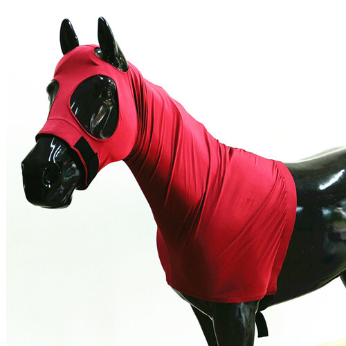 Durable Poly/Lycra Mane Saver Hood Slinky Hood with Insulated Red Neck ...