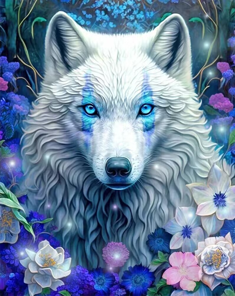 Sunature Diamond Painting Art Full Square Round Drills Crying Wolf ...