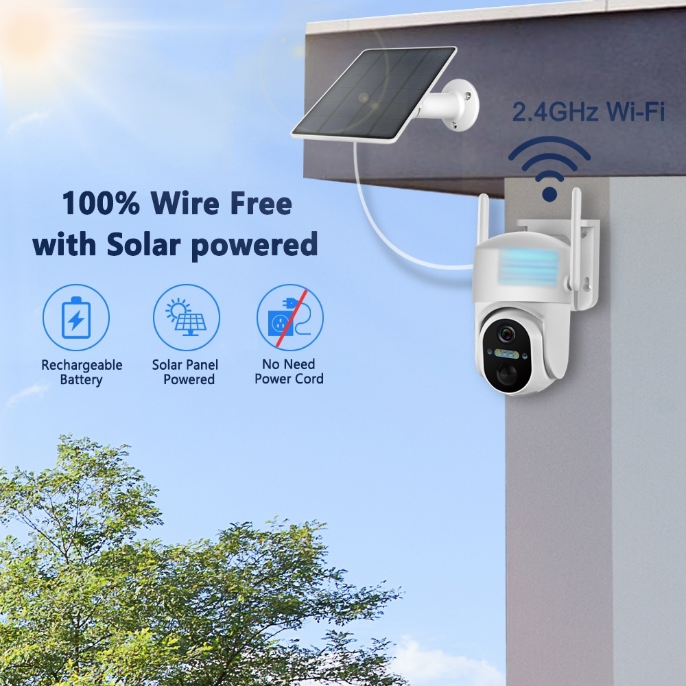 Solar Security Cameras Wireless Outdoor Battery Powered, Pan Tilt WiFi ...