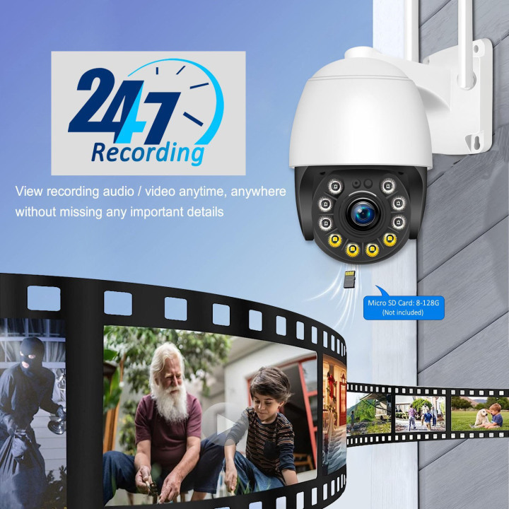 Outdoor Security Camera with 360 Degree Pan Tilt Rotating Motion ...