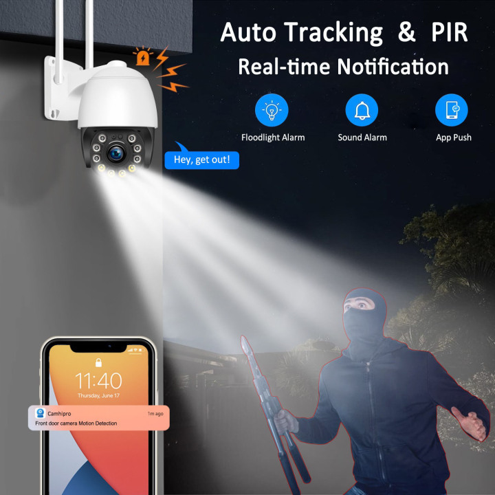 Outdoor Security Camera with 360 Degree Pan Tilt Rotating Motion ...