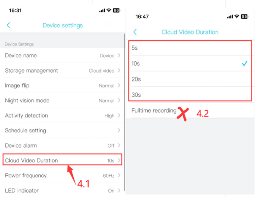 I have subscribed to a cloud storage service. Why aren’t videos saved ...